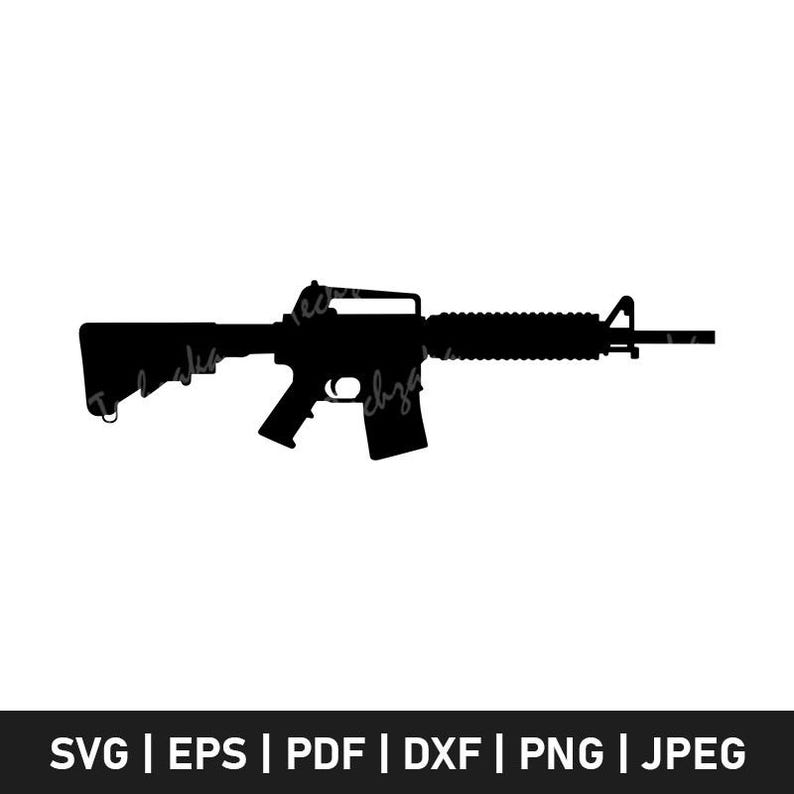 M4 Rifle Svg | Military Gun Silhouette | M4 Rifle Png Dxf Eps ...