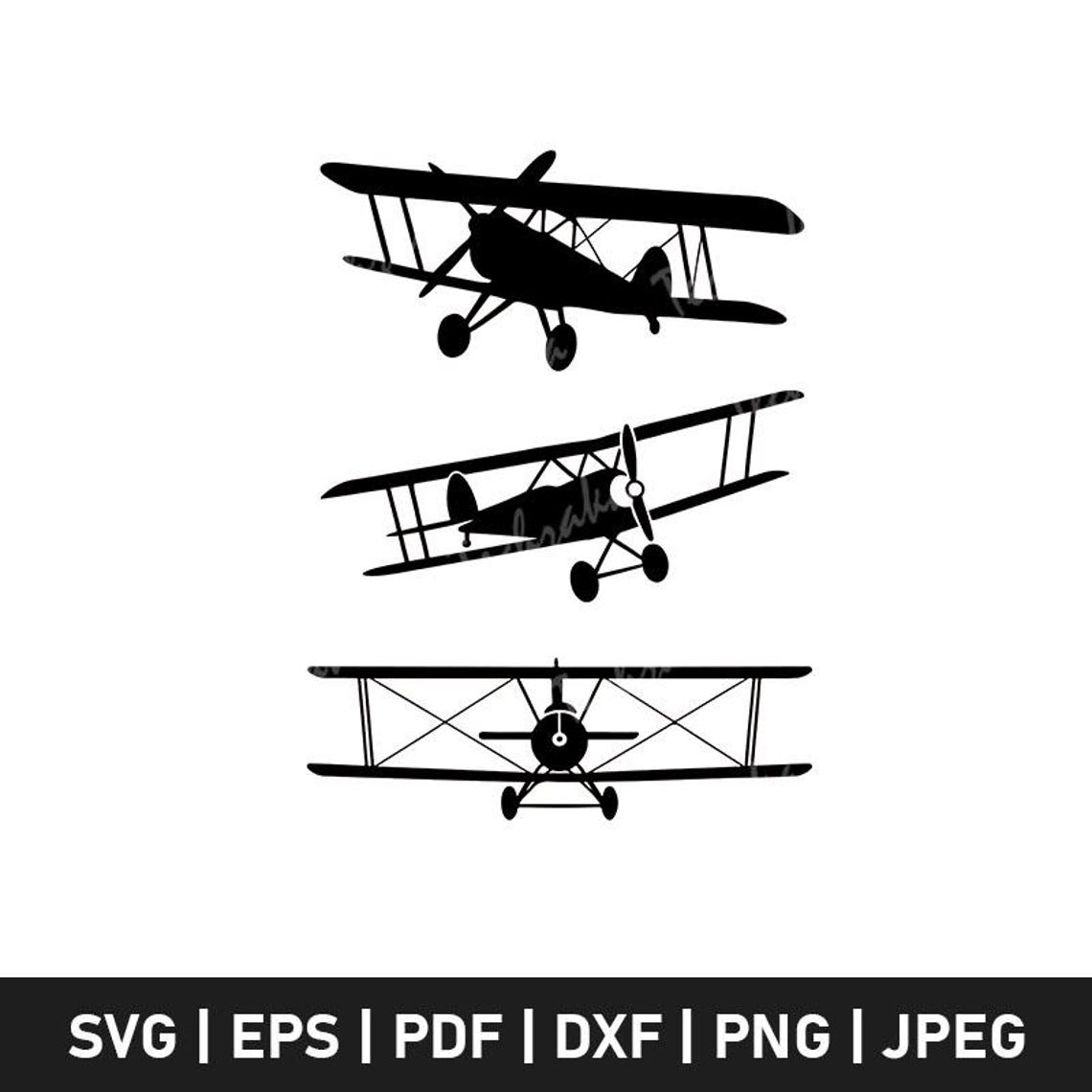 Biplane Svg File, Biplane Silhouette, Bi Plane Svg, Biplane Png ...