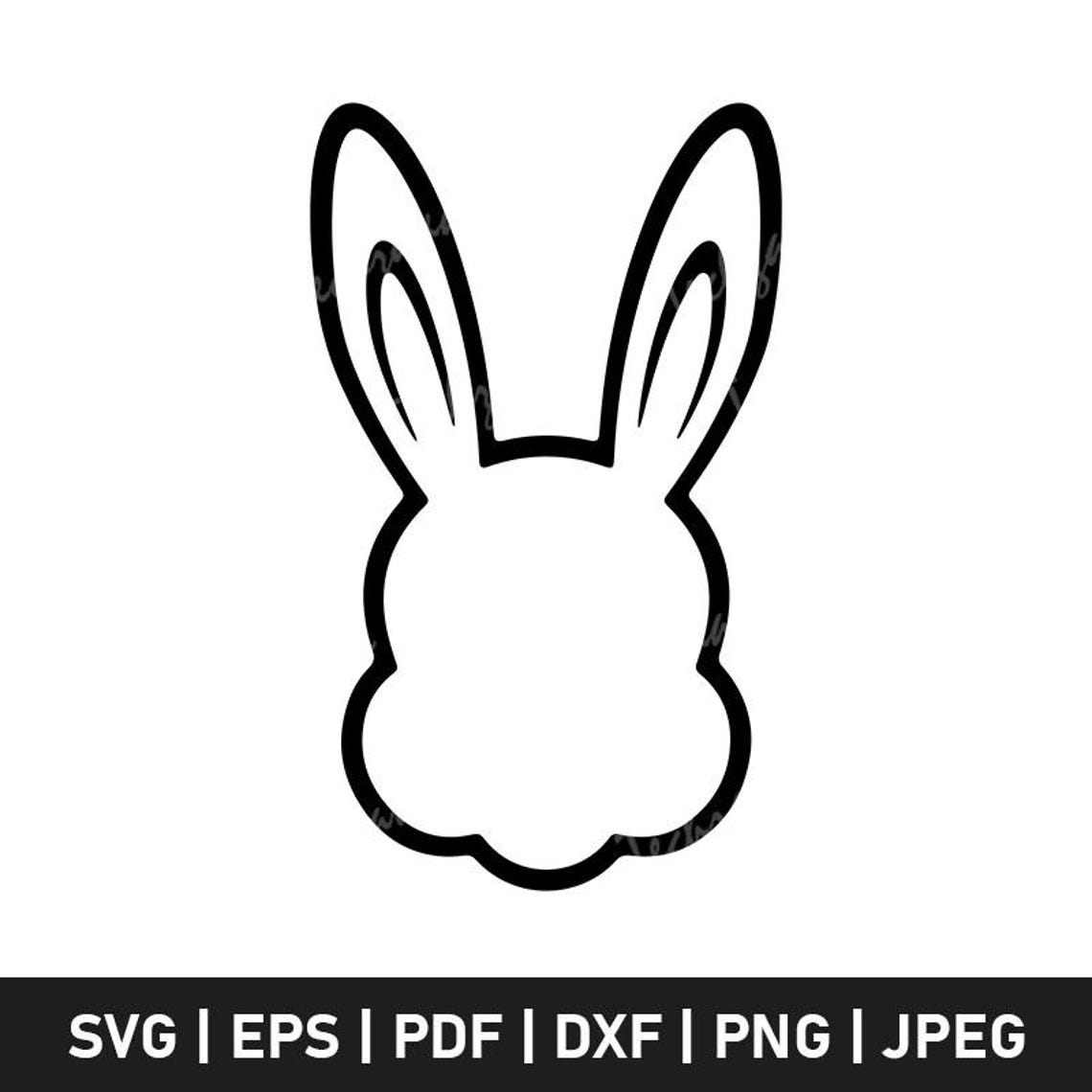Bunny Face Outline SVG | Cute Rabbit Head Clipart | Minimalist Bunny ...