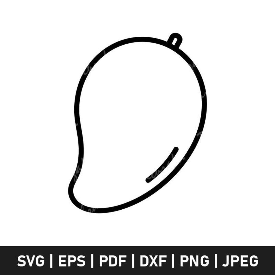 Mango Outline Svg File | Tropical Fruit Svg | Mango Clipart | Mango Png ...