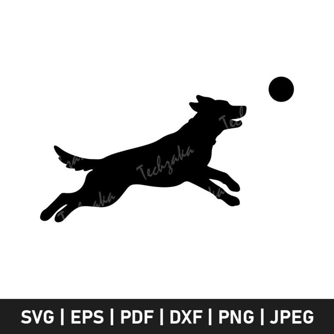 Dog Jumping for Ball Svg File | Dog Playing Svg | Pet Silhouette Cut ...