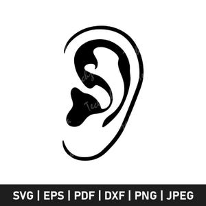 Human Ear Svg, Ear Clipart, Vector Ear, Cut File for Cricut, Ear ...
