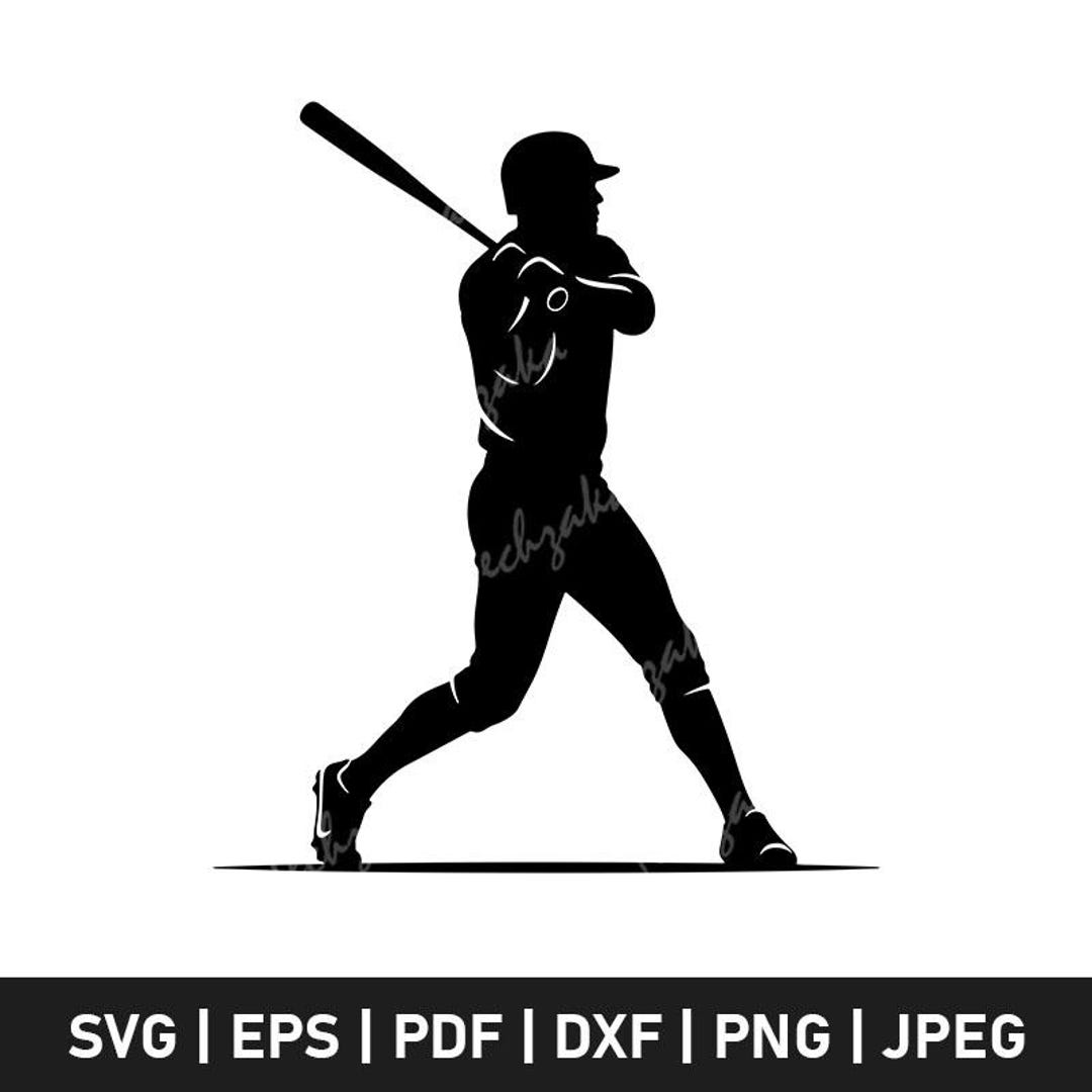 Baseball Player SVG, Baseball SVG, Baseball Silhouette, Baseball ...