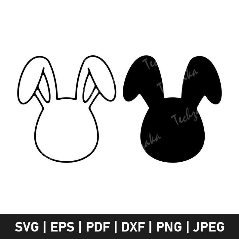 Bunny Head SVG, Bunny Head Outline SVG, Easter Bunny SVG, Rabbit Svg ...