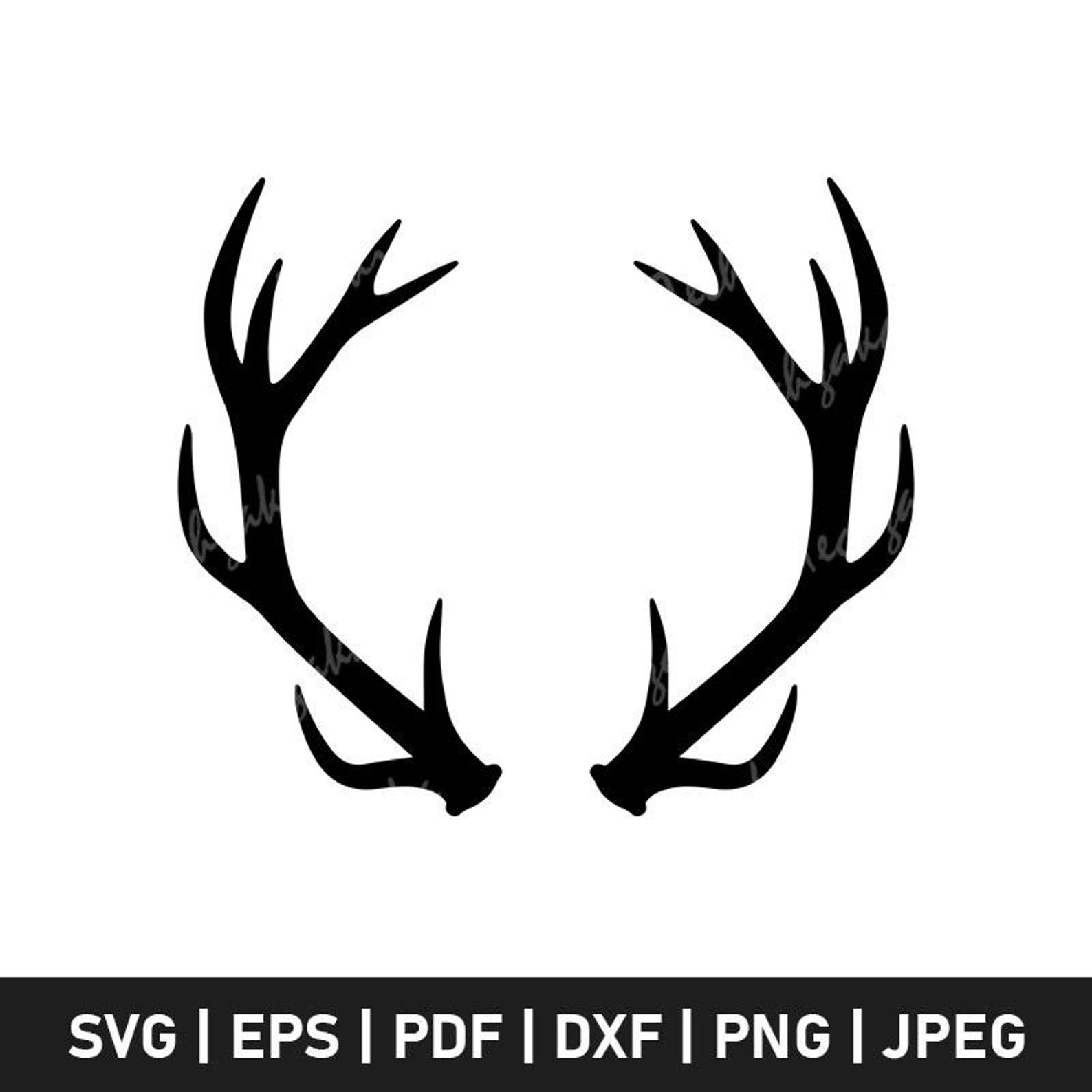 Elk Antlers Svg, Elk Antlers Silhouette, Deer Horn Vector, Hunting ...