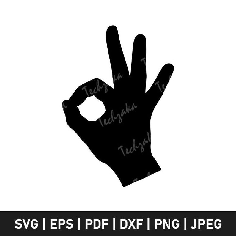 Ok Hand Svg | Hand Gesture Clipart | Okay Hand Svg | Ok Sign Silhouette ...