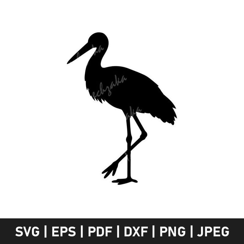 Stork Svg File, Stork Silhouette, Stork Png, Stork Vector, Stork Dxf ...