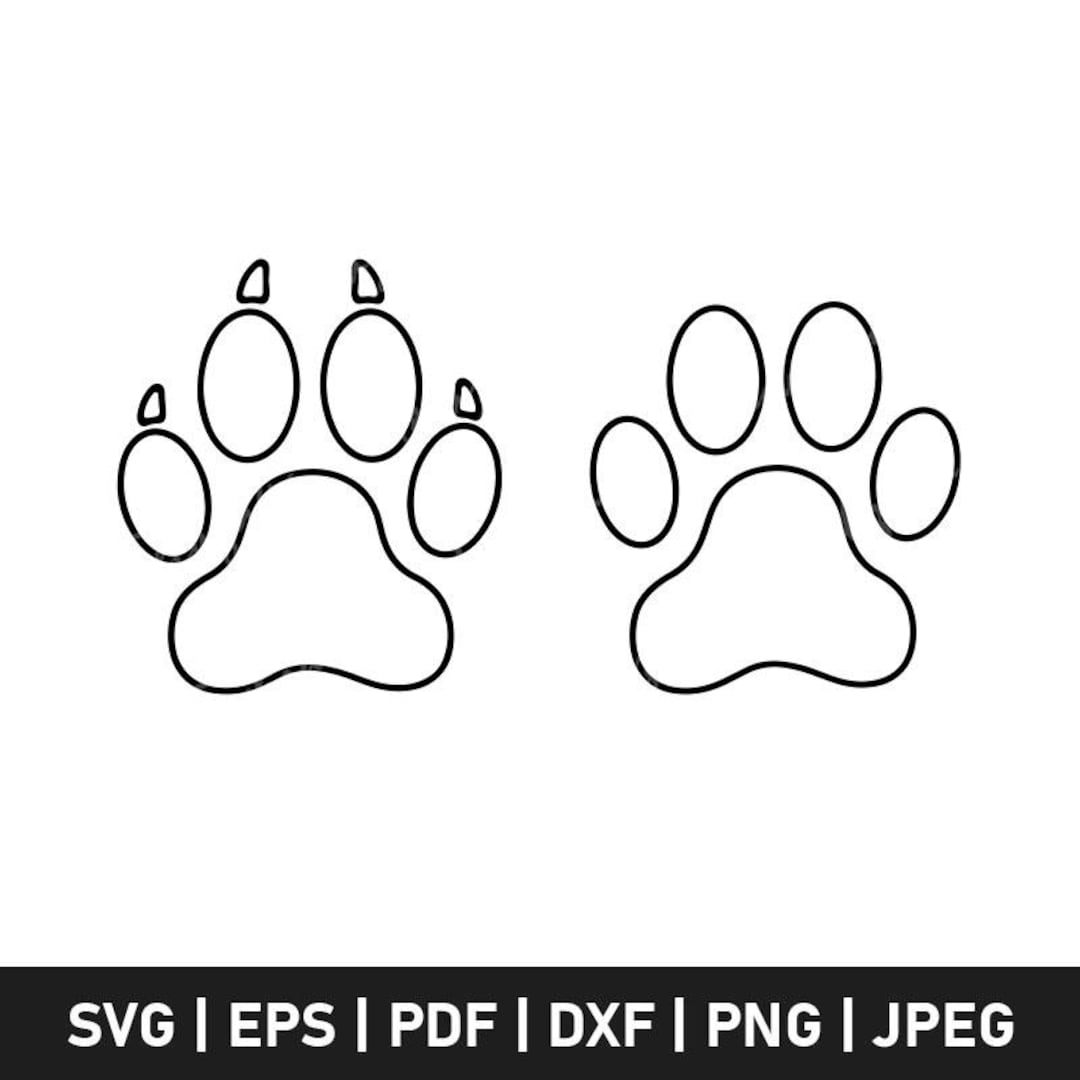 Dog and Cat Paw Print Outline SVG PNG | Animal Paw Clipart | Pet Paw ...
