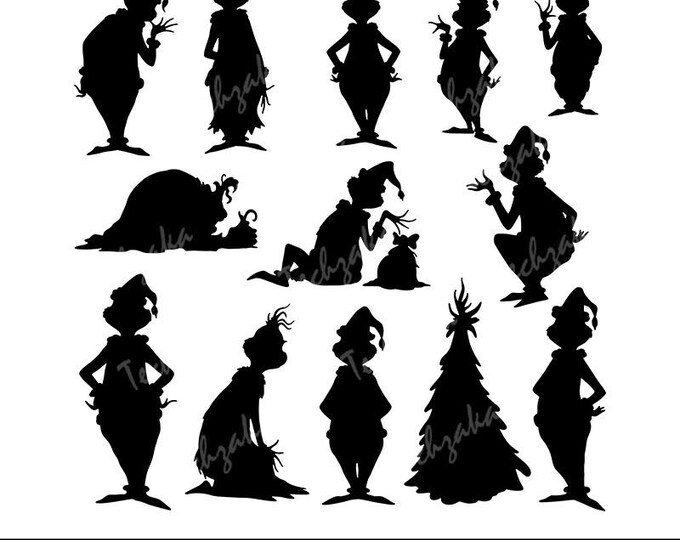 SVG Grinch, Cartoon Vector, Art, Silhouette - Etsy Canada