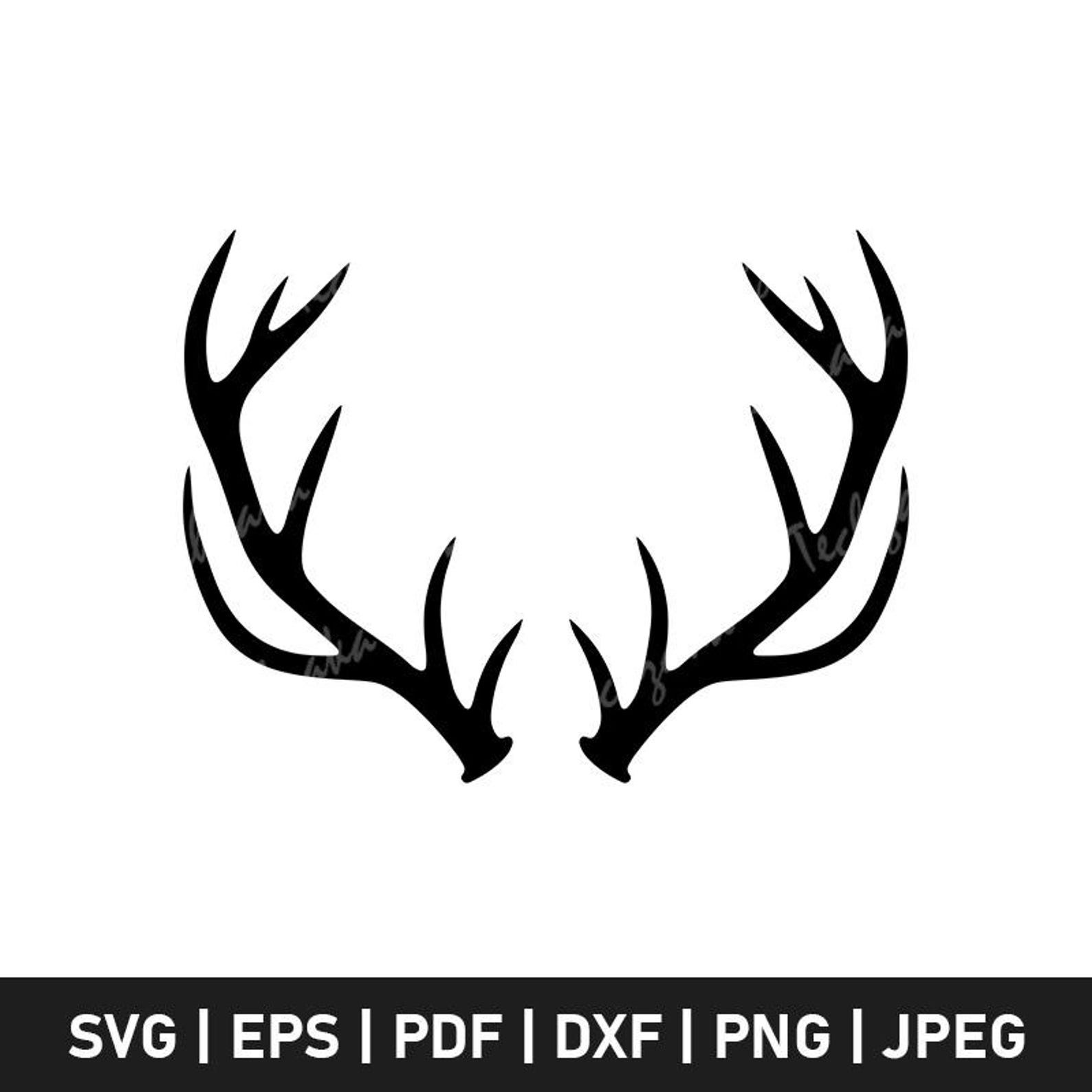 Deer Antlers SVG File, Antler Silhouette, Hunting Clipart, Antler PNG ...
