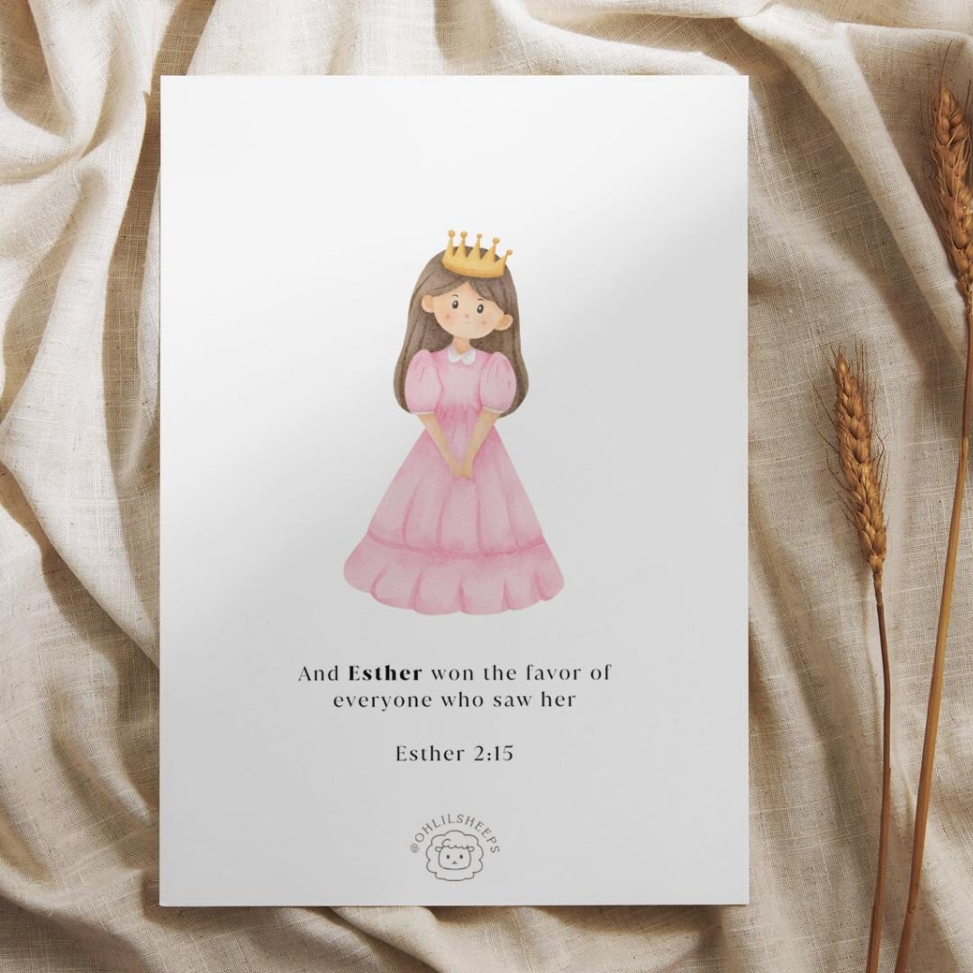 Esther Won the Favor - Bible Verse A6 Postcard, Inspirational Scripture ...