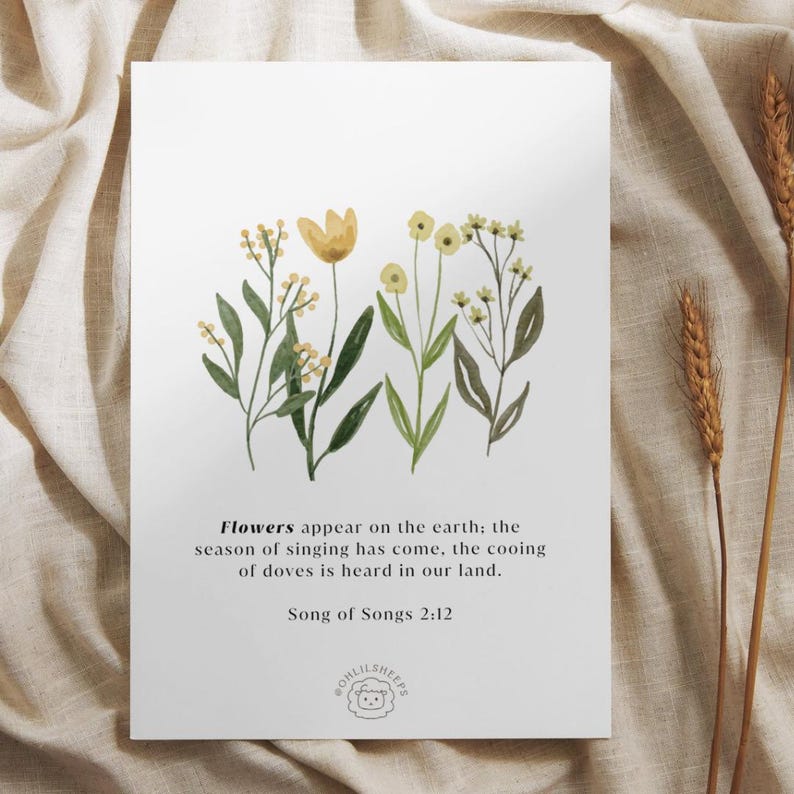 Flowers in Season - Bible Verse A6 Postcard, Inspirational Scripture ...