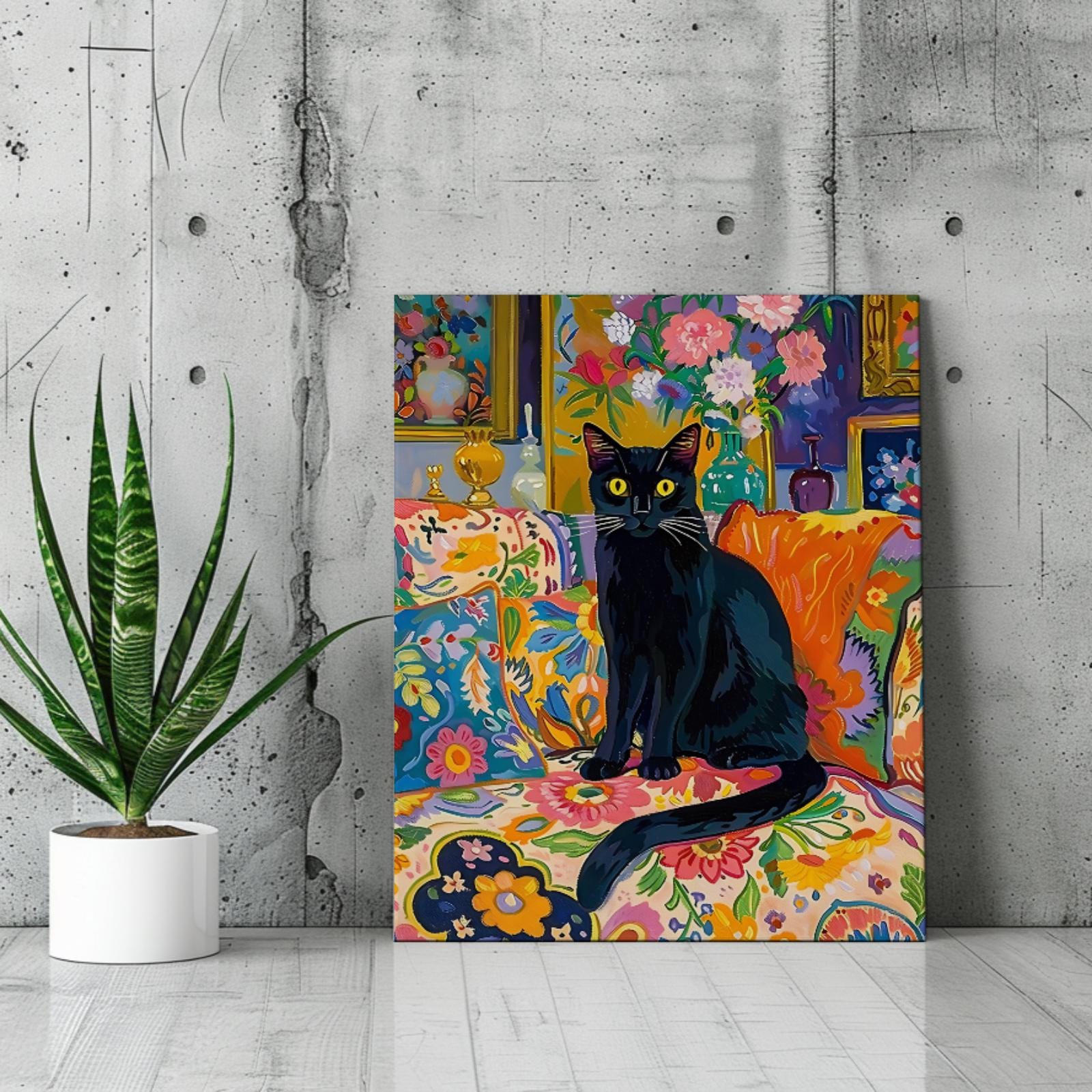 Black Cat on Sofa Paint by Number Kit for Adults Whimsical Cat DIY ...