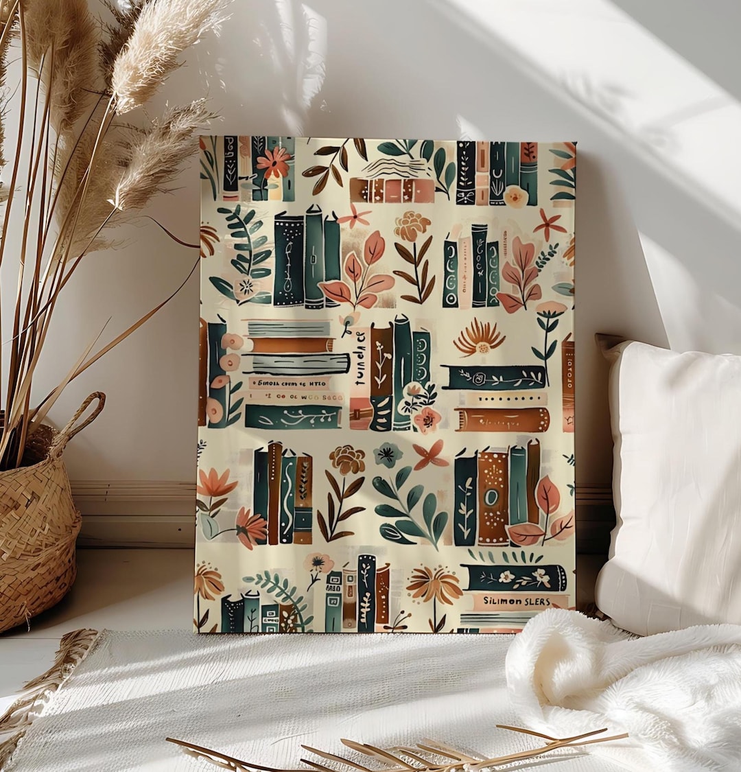 Vintage Book Floral Paint by Number Kit Retro Library Color Paint by ...