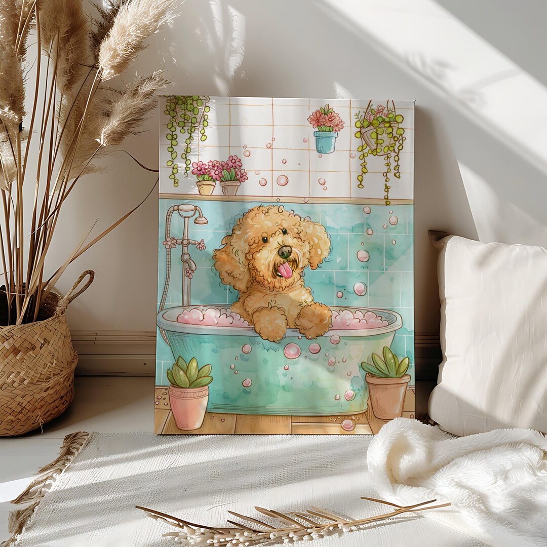 Goldendoodle in Bathroom Paint by Number Goldendoodle Lover Gift Color ...
