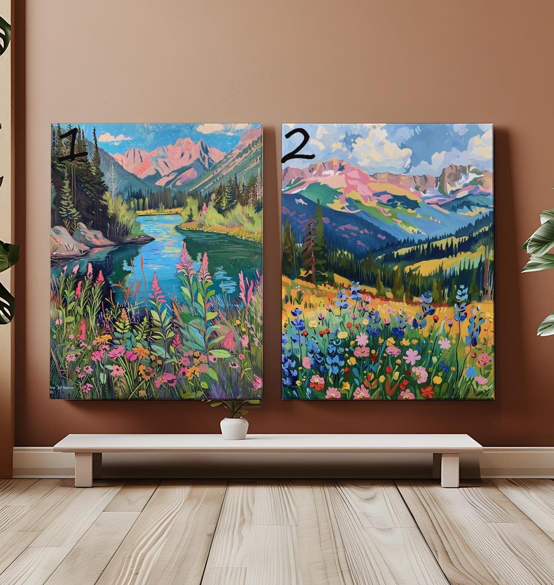 Mountain Wildflower Lake Landscape Paint by Number Kit for Adults ...