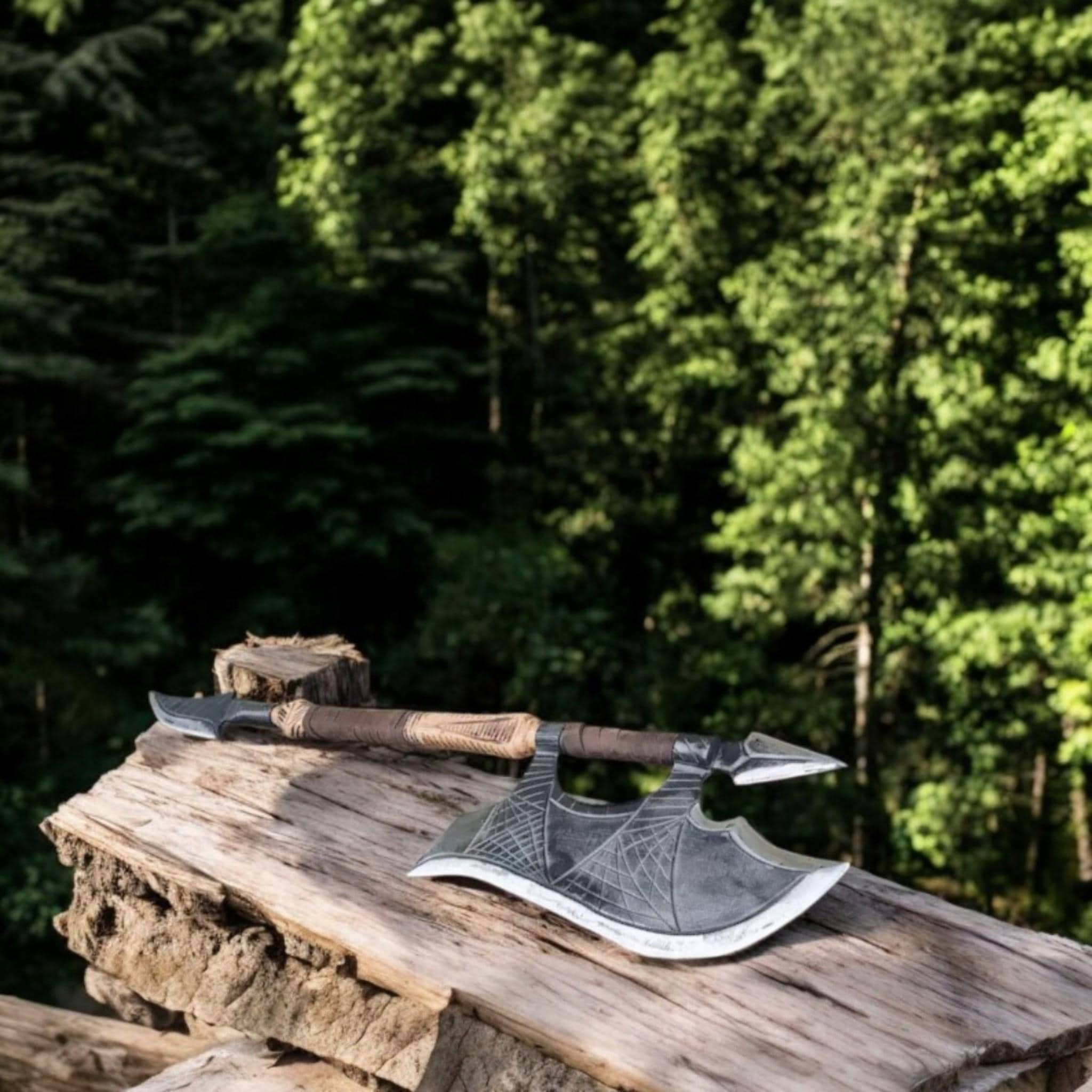 Hand-forged Viking Axe | Death Dealer Barbarian Battle Axe Scandinavian ...