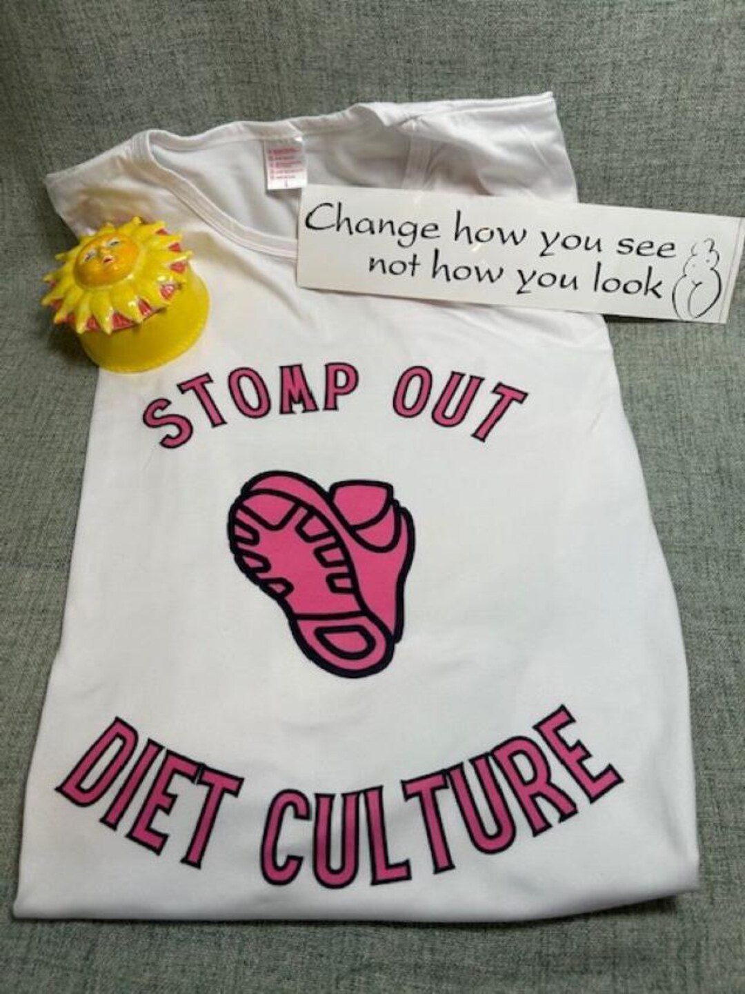 White T-shirt – “stomp Out Diet Culture” | Body Positive Tee, Anti-diet ...