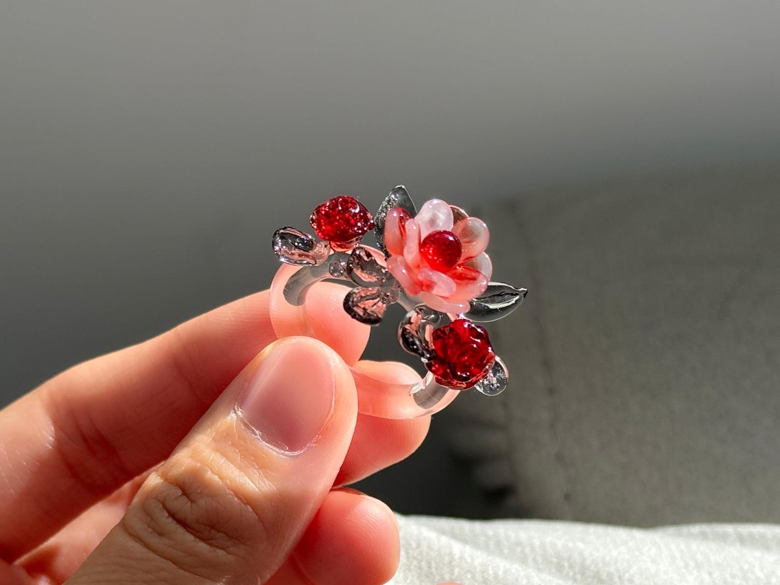 Bloom in Glass – Handmade Lampwork Rose Ring, Real Flame-sculpted Glass ...