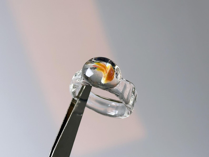 Handmade Jellyfish Glass Ring – Clear Ocean Jewelry, Lampwork Undersea ...