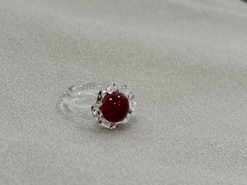 Handmade Red Glass Gem Ring – Vintage Cocktail Statement Jewelry, US ...