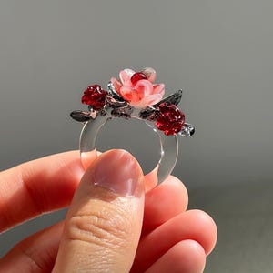 Bloom in Glass – Handmade Lampwork Rose Ring, Real Flame-sculpted Glass ...