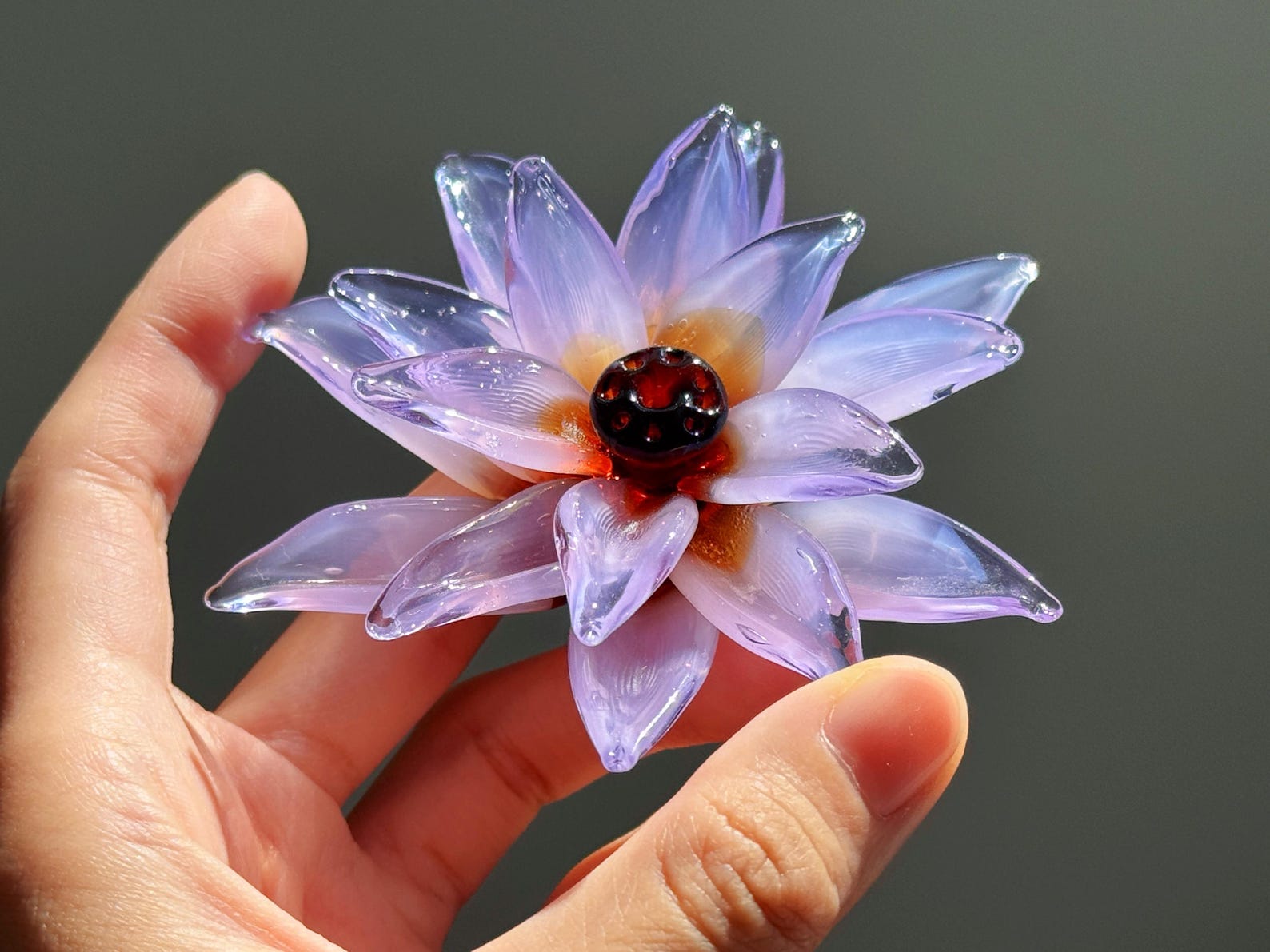 Handmade Glass Lotus Incense Holder – Purple Flower Incense Burner for ...
