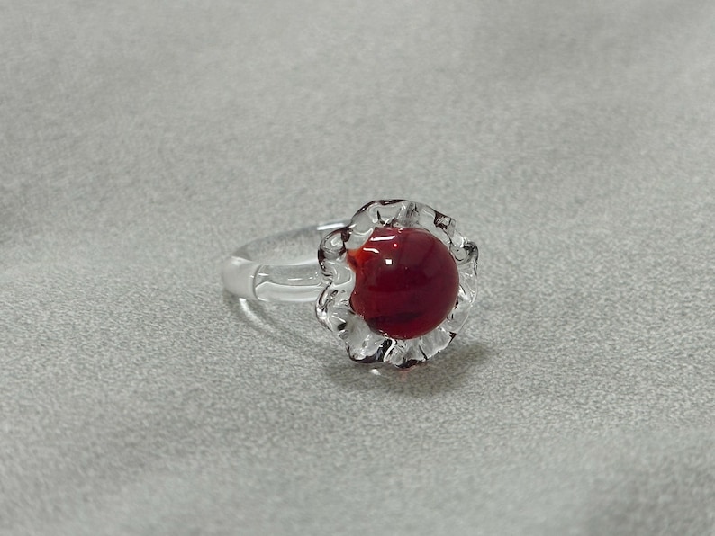 Handmade Red Glass Gem Ring – Vintage Cocktail Statement Jewelry, US ...