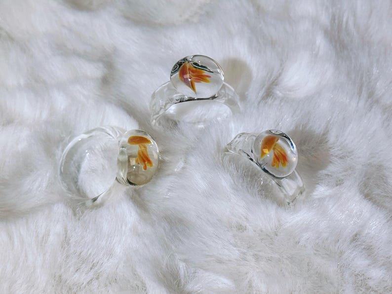 Handmade Jellyfish Glass Ring – Clear Ocean Jewelry, Lampwork Undersea ...