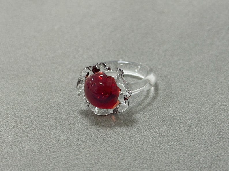 Handmade Red Glass Gem Ring – Vintage Cocktail Statement Jewelry, US ...