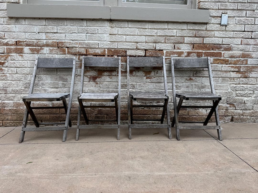 Vintage Wooden Folding Carnival Chairs- Set of 4 - Etsy