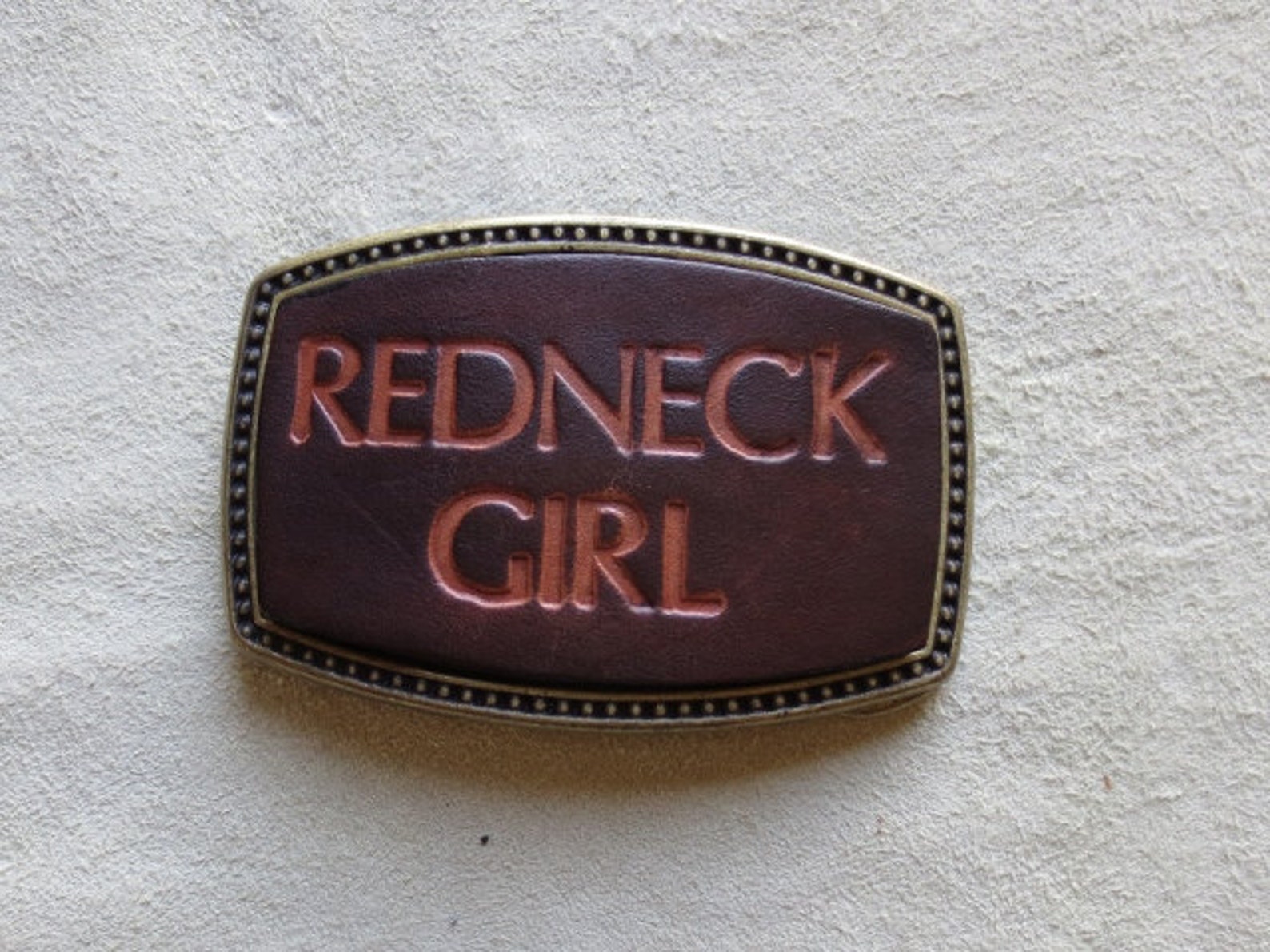 Leather Belt Buckle Stamped With redneck Girl - Etsy