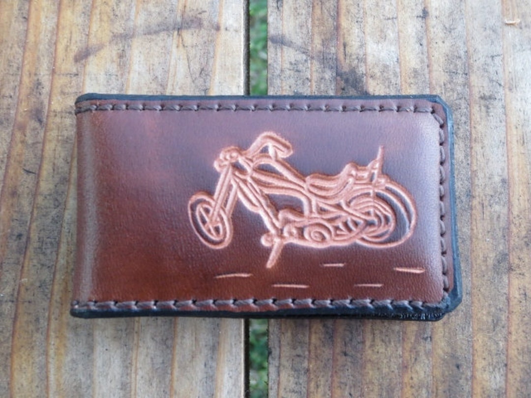 Leather Money Clip With Motorcycle - Etsy
