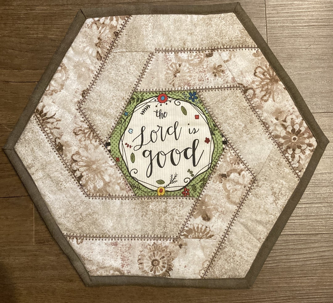 April Love is Good Hexagon Quilted Table Topper - Etsy