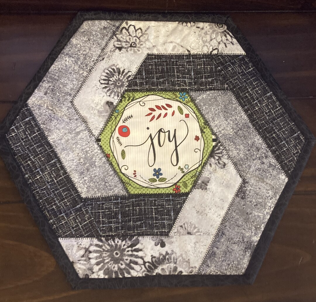 April Joy Hexagon Quilted Table Topper - Etsy