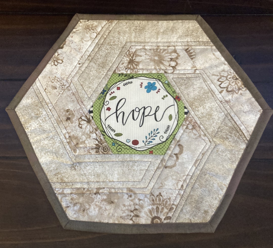 April Hope Hexagon Quilted Table Topper - Etsy
