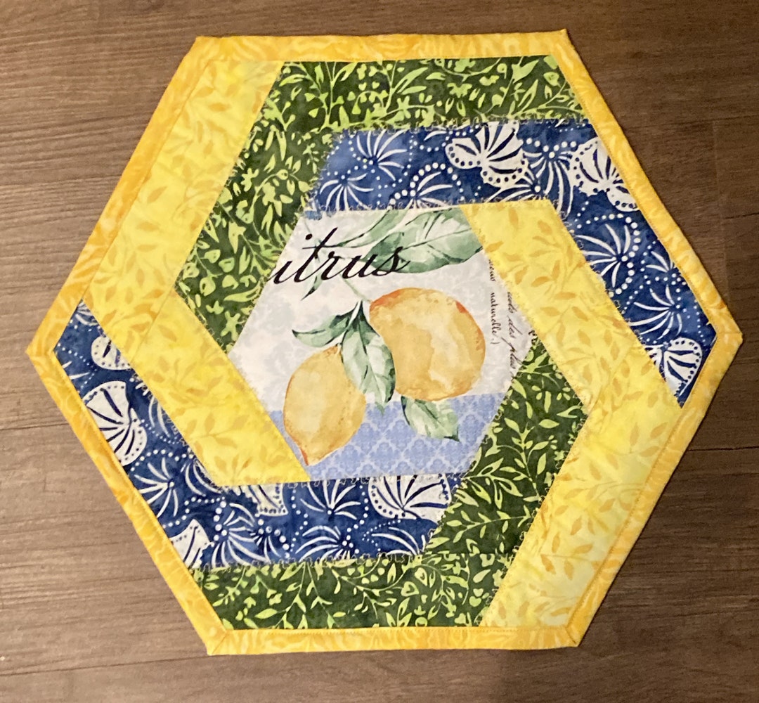 June Citrus Lemons Hexagonal Table Topper - Etsy