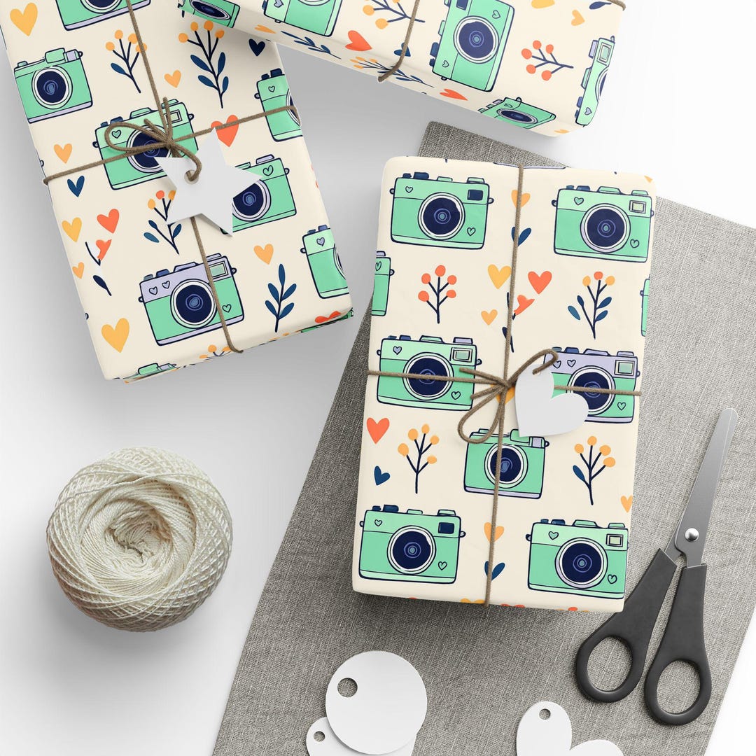 Cute Photographer Wrapping Paper | Camera Gift Wrap for Photographers ...