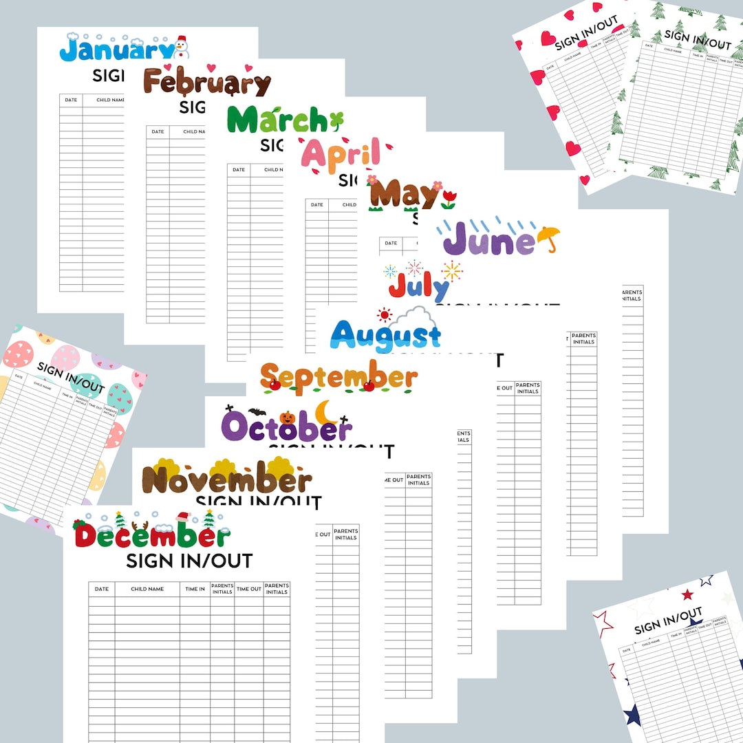 23 Printable Daycare Sign in Sheets | Daycare Sign in Forms | Preschool ...