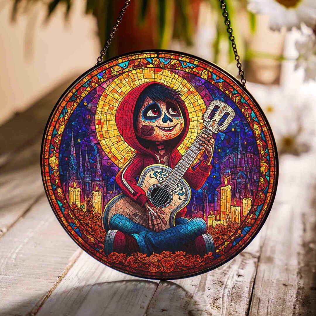 Disney Coco Stained Glass Suncatcher, Coco Glass Suncatcher Gift, Day ...