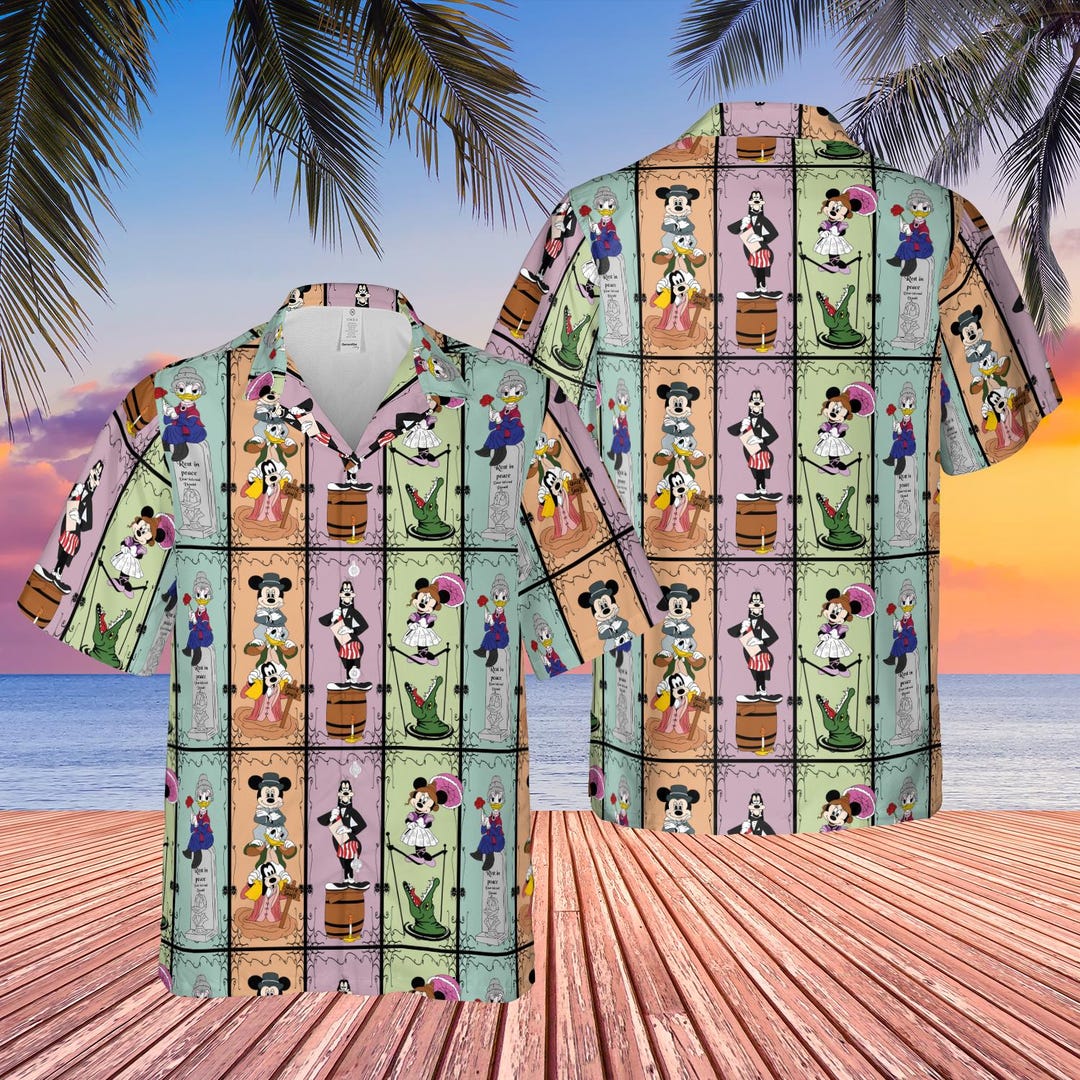 The Haunted Mansion Halloween Shirt, Cartoon All Over Print Button Down ...