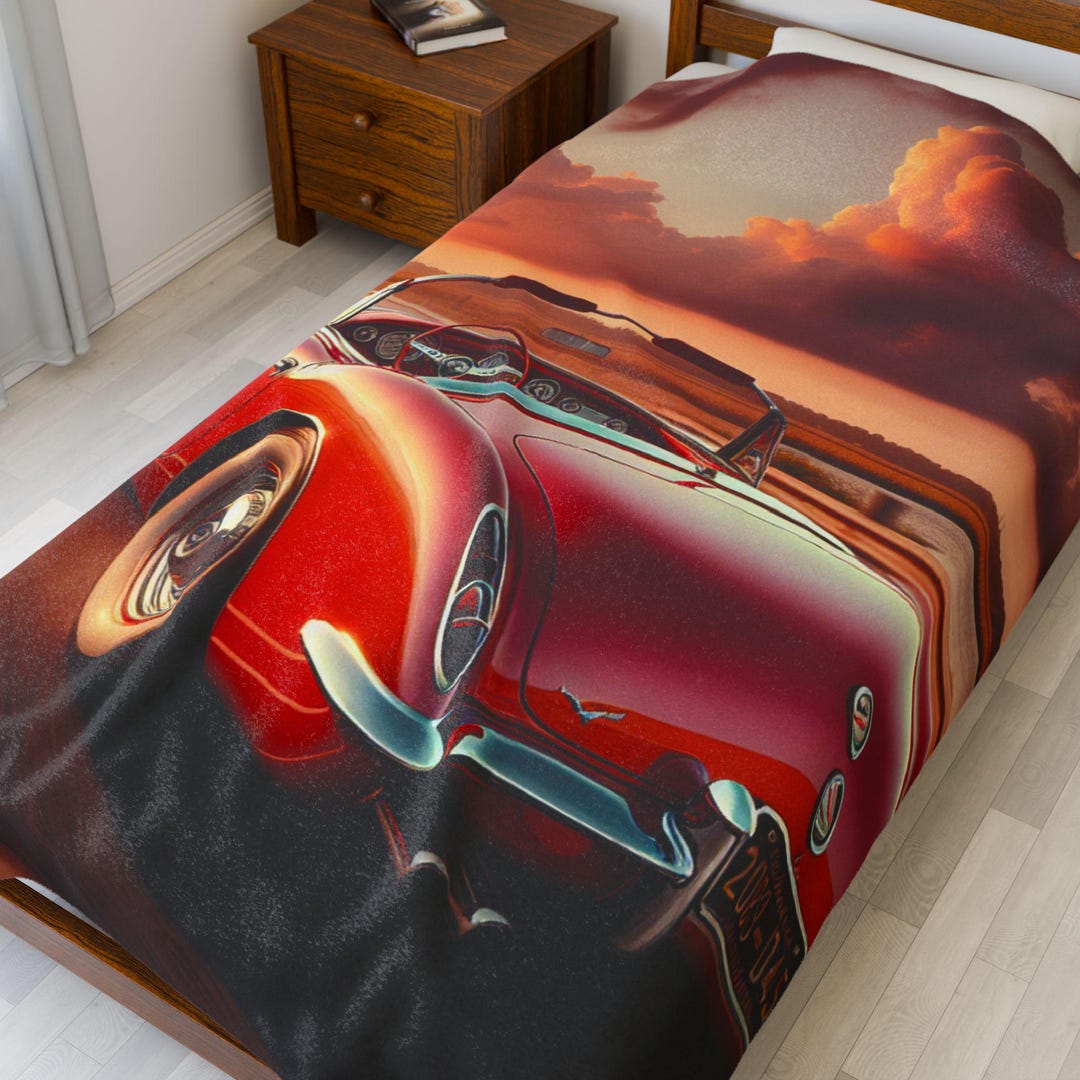 Red 1954 Corvette Plush Blanket – Vintage Car Lover Throw - Etsy