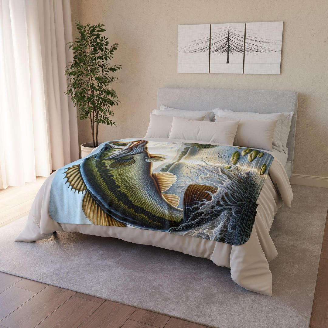 Bass Fishing Sherpa Blanket, Fisherman Gift, Beach House Throw - Etsy