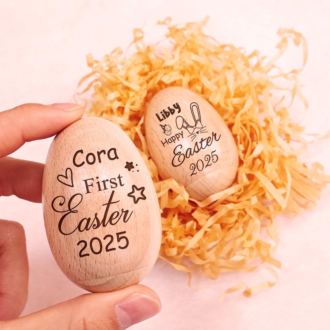 Personalized Musical Wooden Easter Egg Shakers | Custom Engraved Egg ...