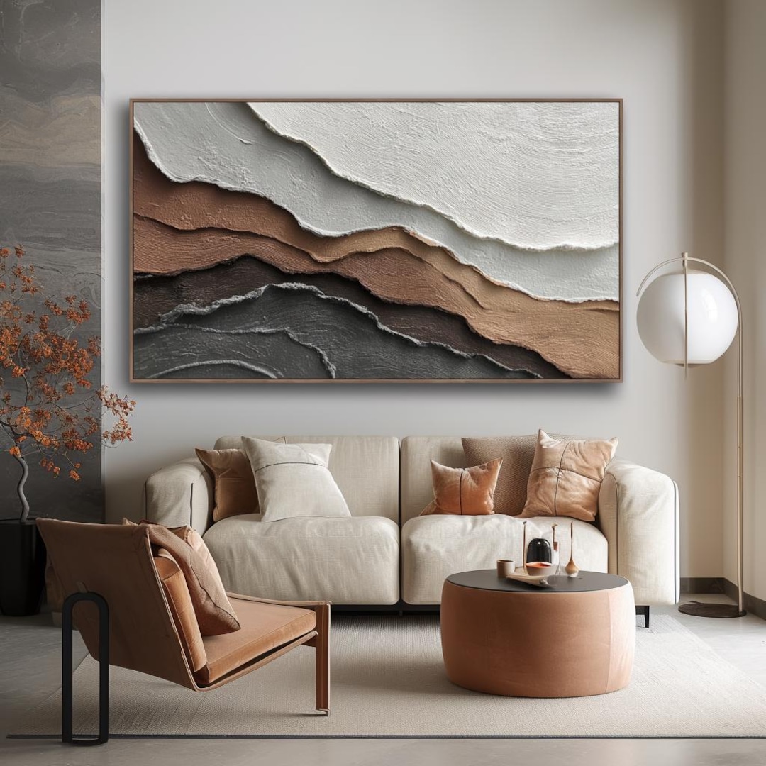 Textured Abstract Oil Painting: Earth Tones 3D Wall Art - Etsy
