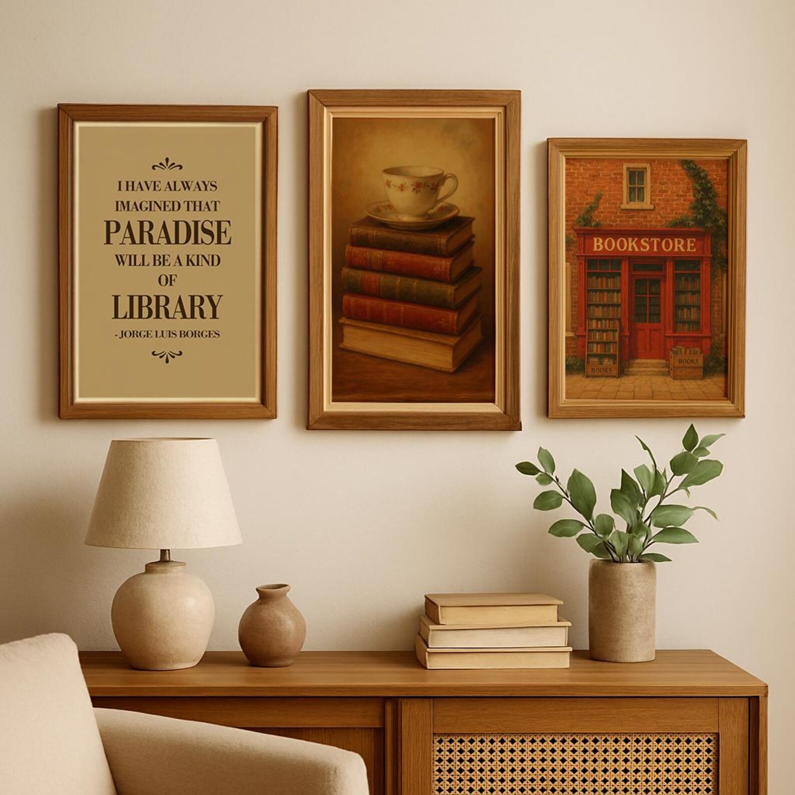 Jorge Luis Borges Quote Print: Library Paradise Typography - Etsy