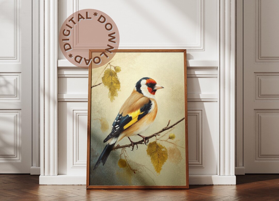 Digital Download | European Goldfinch Watercolour Print | Vintage Bird ...