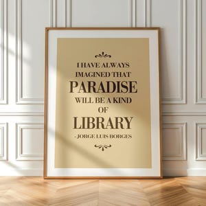 Jorge Luis Borges Quote Print: Library Paradise Typography - Etsy
