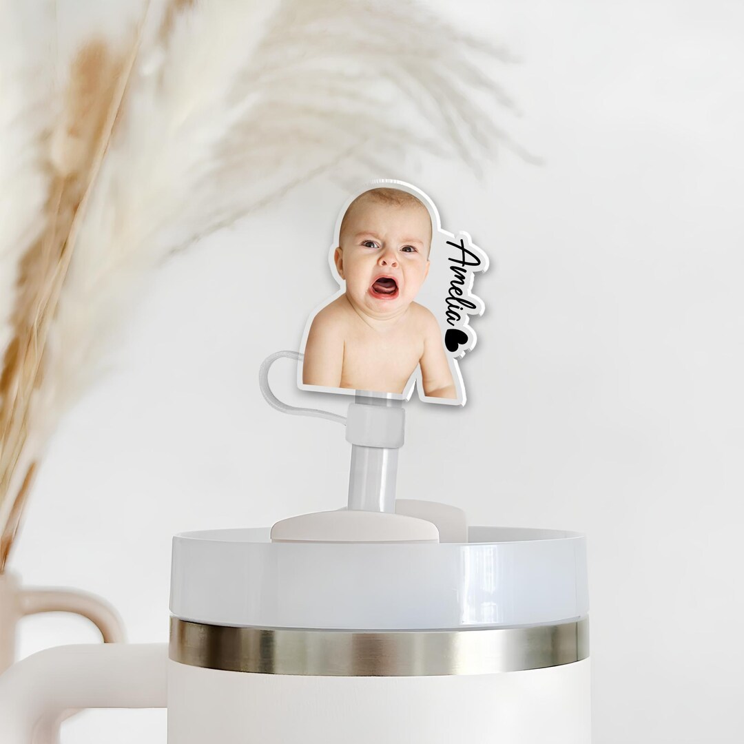 Personalized Face BABY - Name Stanley Straw Topper, Cute Stanley ...