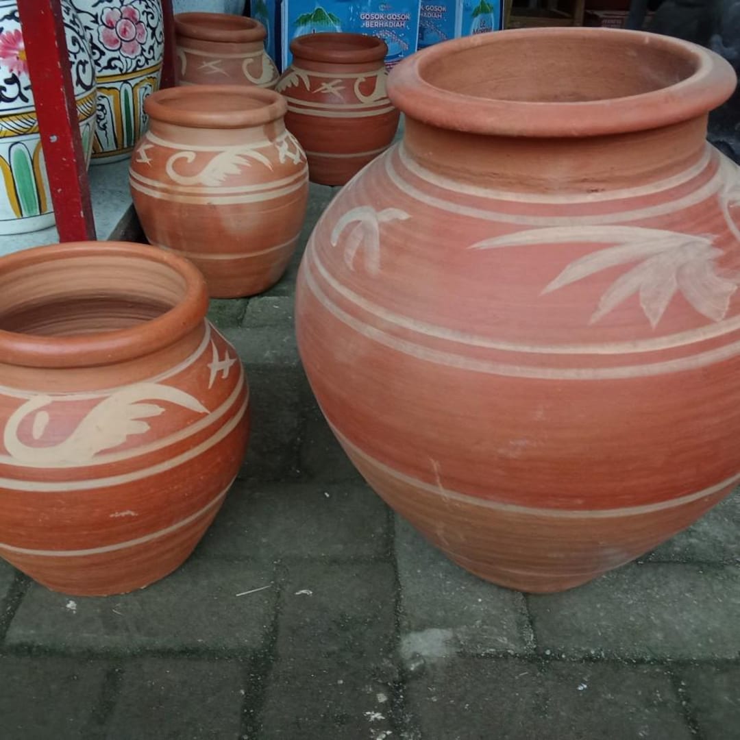 Large Clay Water Jar – Terracotta Pot for Storage & Decoration ...